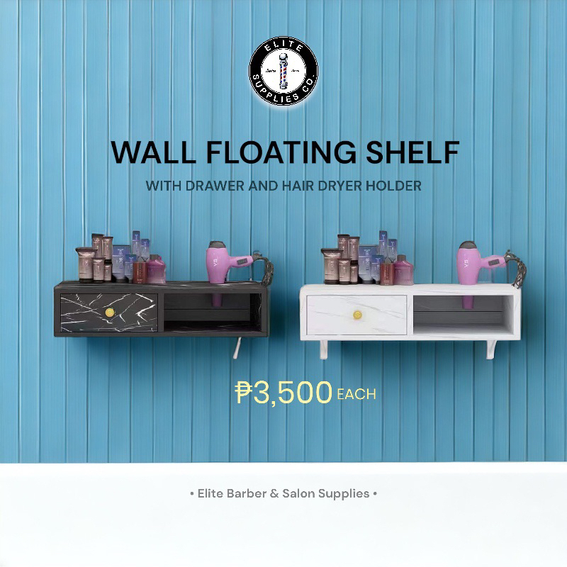 wall floating shelf with drawer and blower holder -hanging shelves ...