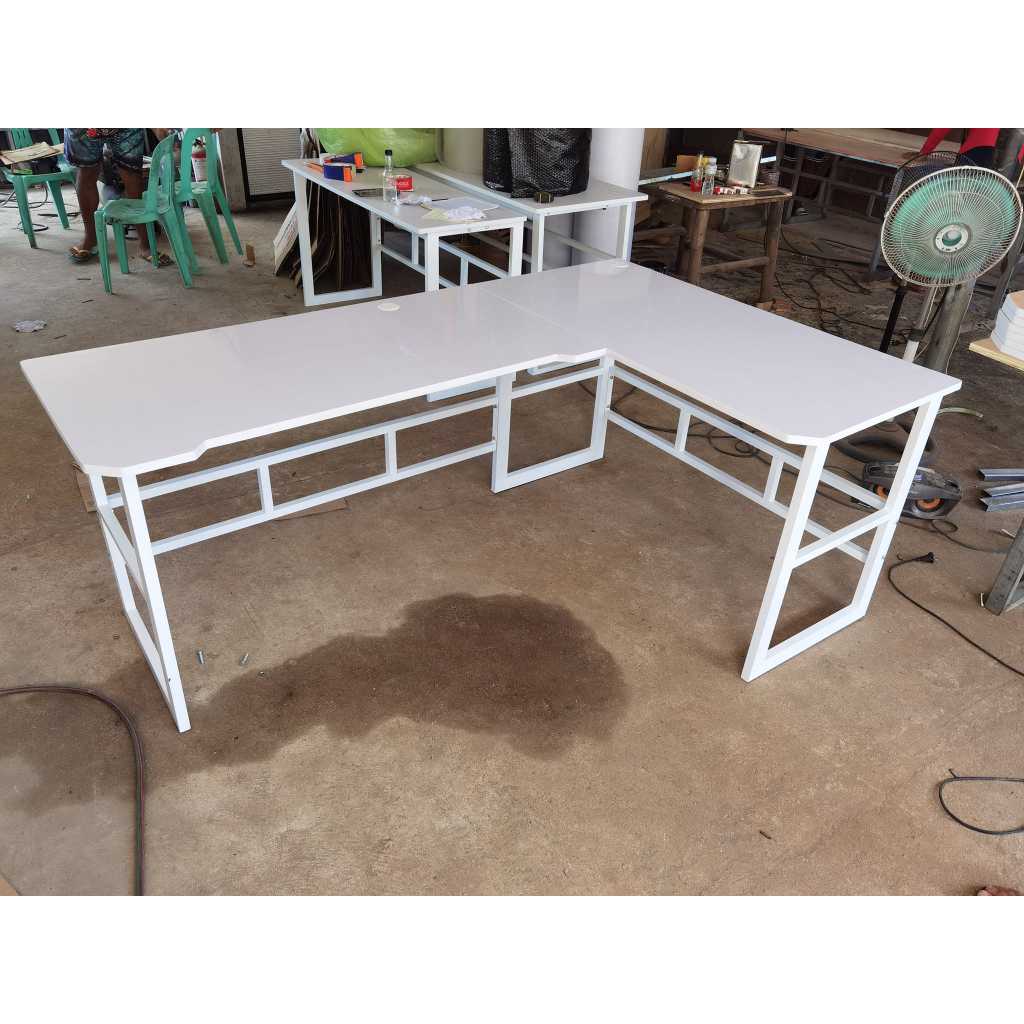 180CM X 120CM PURE WHITE L-TYPE GAMING TABLE OR COMPUTER TABLE HIGH ...