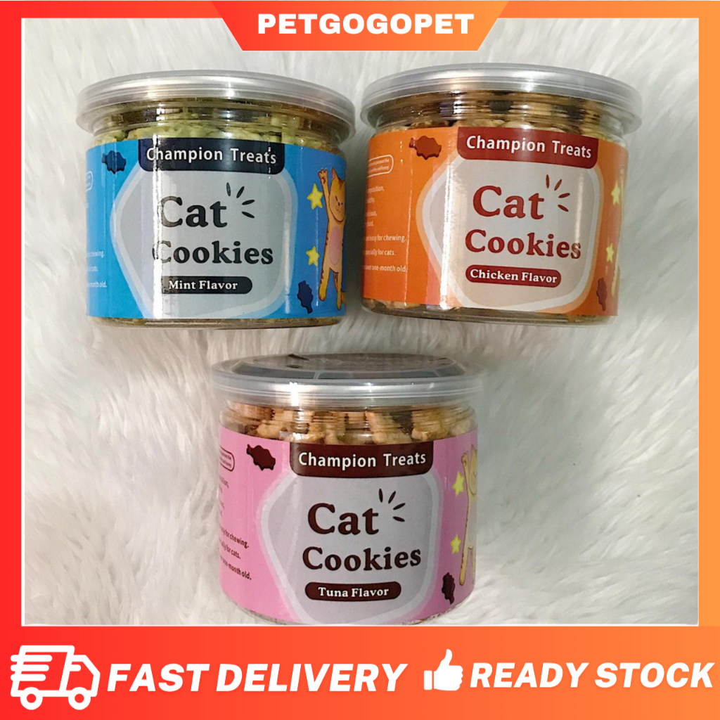 1-3jar pet Champion Treats in Jar Cat Cookies 8 flavors 100g training | Shopee Philippines