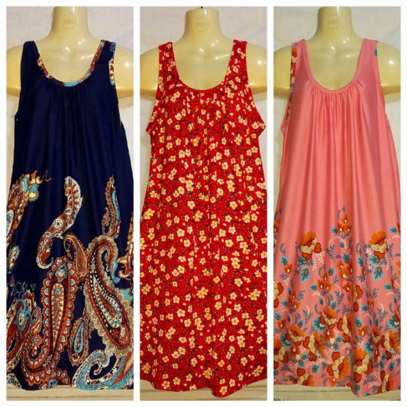 Printed Sleeveless Sando Duster Dress Pambahay Pantulog Sleeveless ...