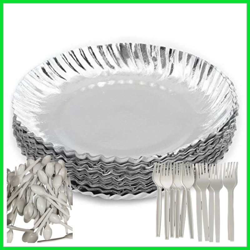 25 pcs Disposable Paper Plate,Spoon and Fork | Shopee Philippines