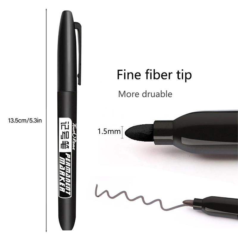 Quick-drying Permanent Marker Double-headed Marker Black Blue Red Ink ...