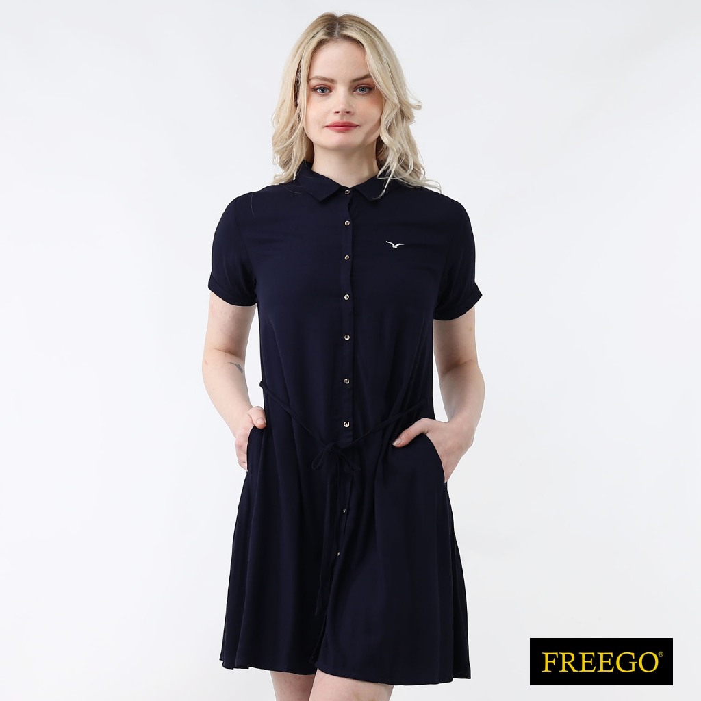 Freego Ladies Woven Plain Bold Twill Short Sleeves Dress AST08-0014 ...