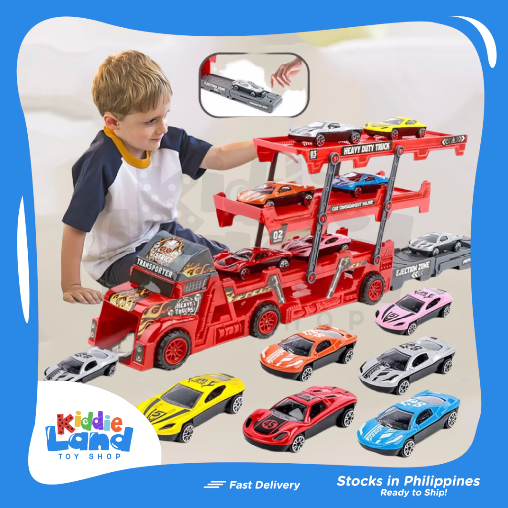 Folding Race Car Storage Container Truck Carry Case with 6Pcs Mini ...