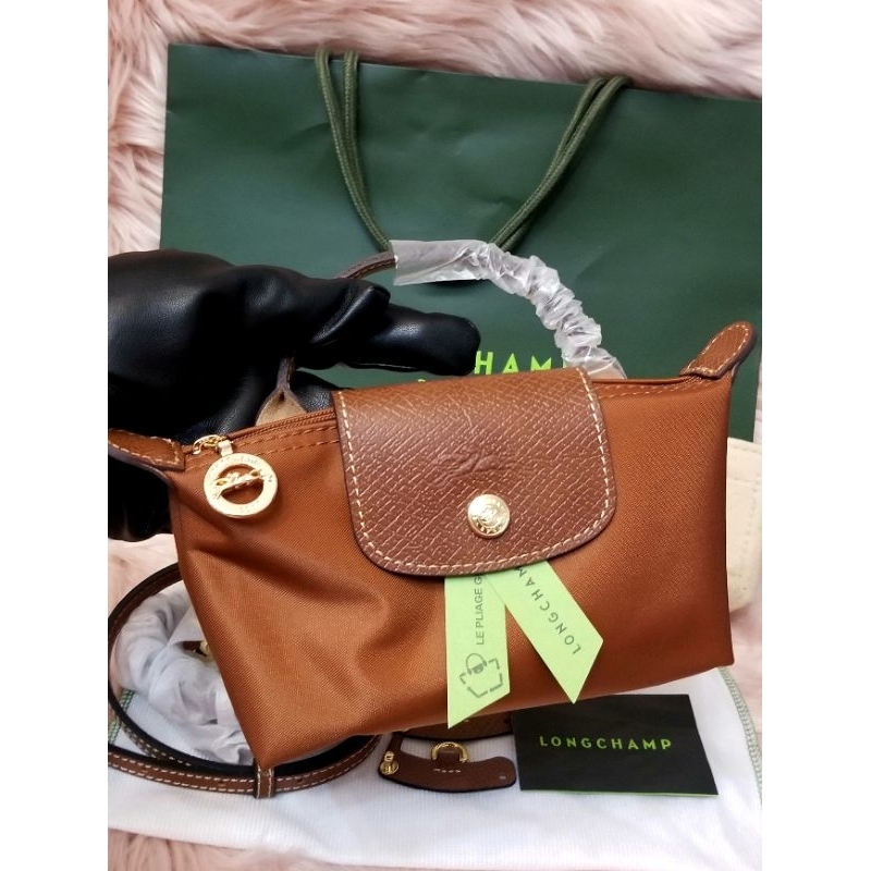 Authentic Longchamp Mini Le Pliage Sling Bag in Cognac | Shopee Philippines