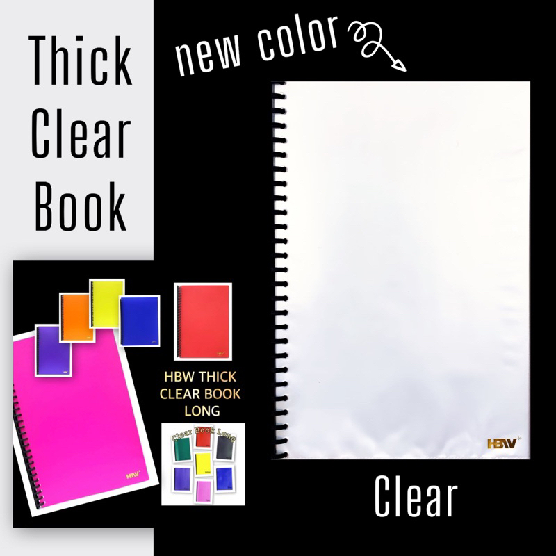 HBW THICK CLEAR BOOK LONG 20 leaves per piece | Shopee Philippines