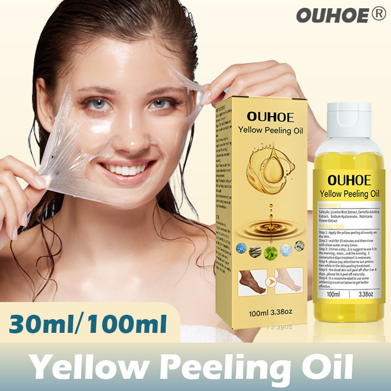 OUHOE Yellow peeling oil original 100ML for face underarm and whole body | Shopee Philippines