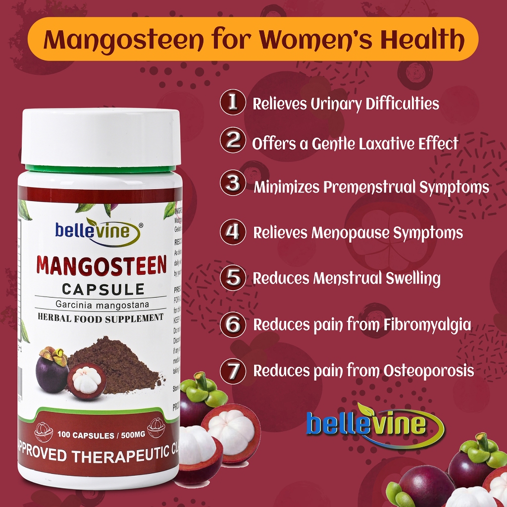 BELLEVINE MANGOSTEEN HERBAL CAPSULE 500mg 100pcs | Shopee Philippines