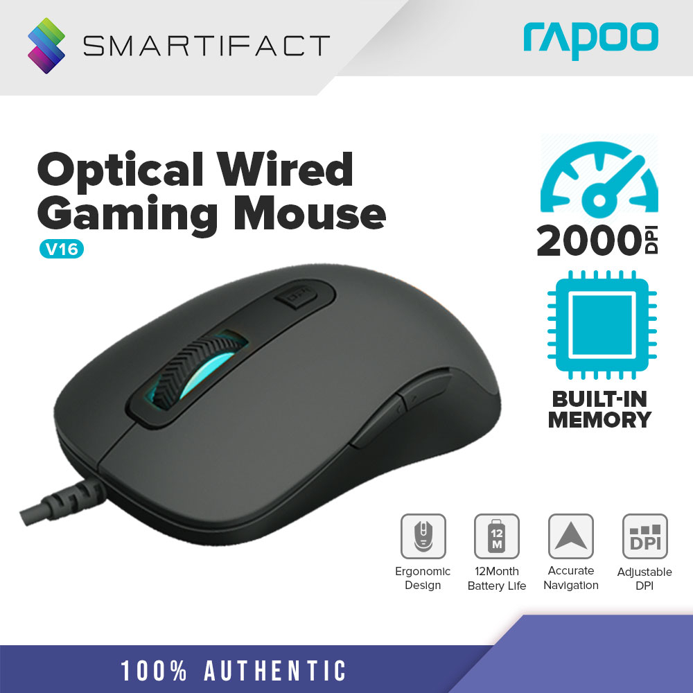Rapoo V16RGB Optical Gaming Wired Mouse With 12800 Adjustable DPI ...