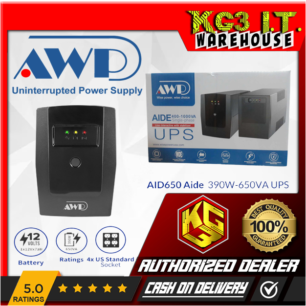 AWP Aide 390W-650VA UPS/AVR (4 Sockets) | Shopee Philippines