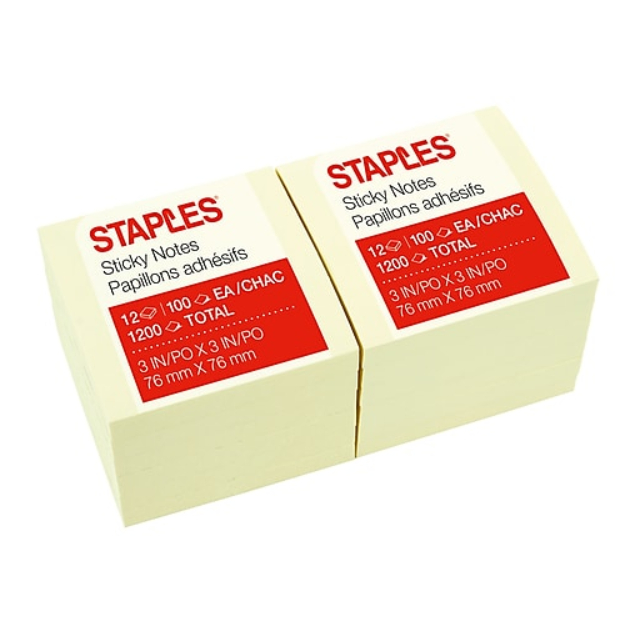 Staples Recycled Sticky Notes Note pad 3 Inch X 3 Inch Memo pad Non ...