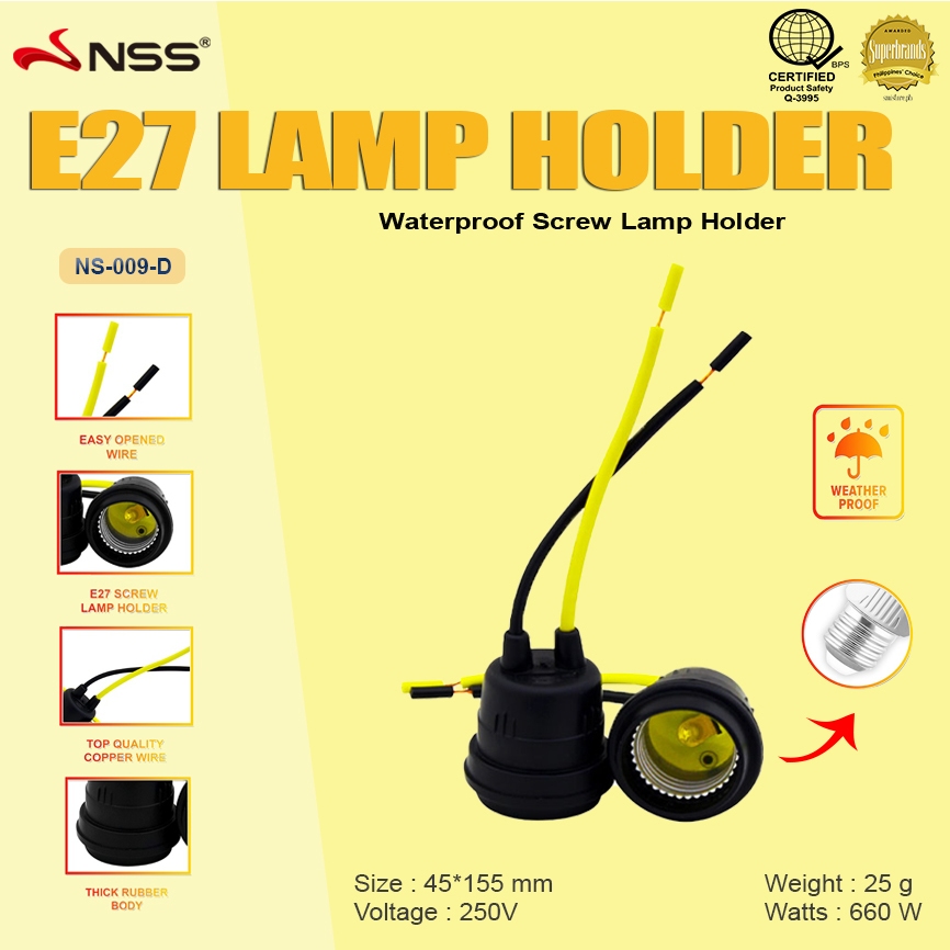 NSS Universal E27 Bulb Screw Lamp Holder Weatherproof Rubber LED Light ...