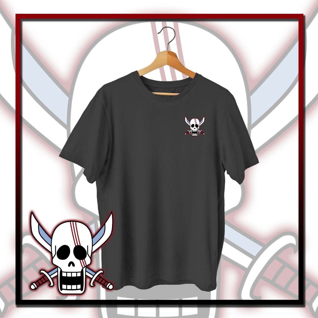One Piece anime Red Hair Logo Pirate shanks shirt cotton round neck t ...