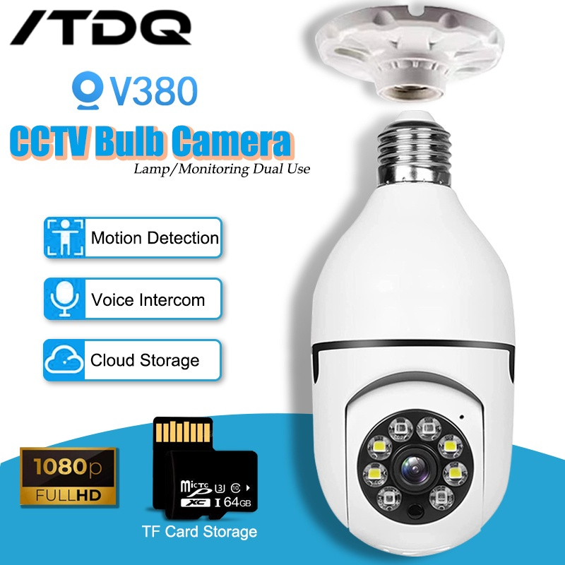 （free gjft）V380 CCTV Bulb Camera Dual Lens CCTV 1080P Wireless Wifi ...