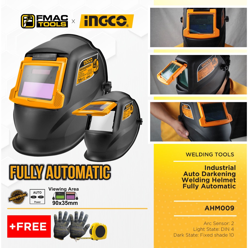 INGCO Industrial Fully Automatic Solar Auto Darkening Welding Helmet ...