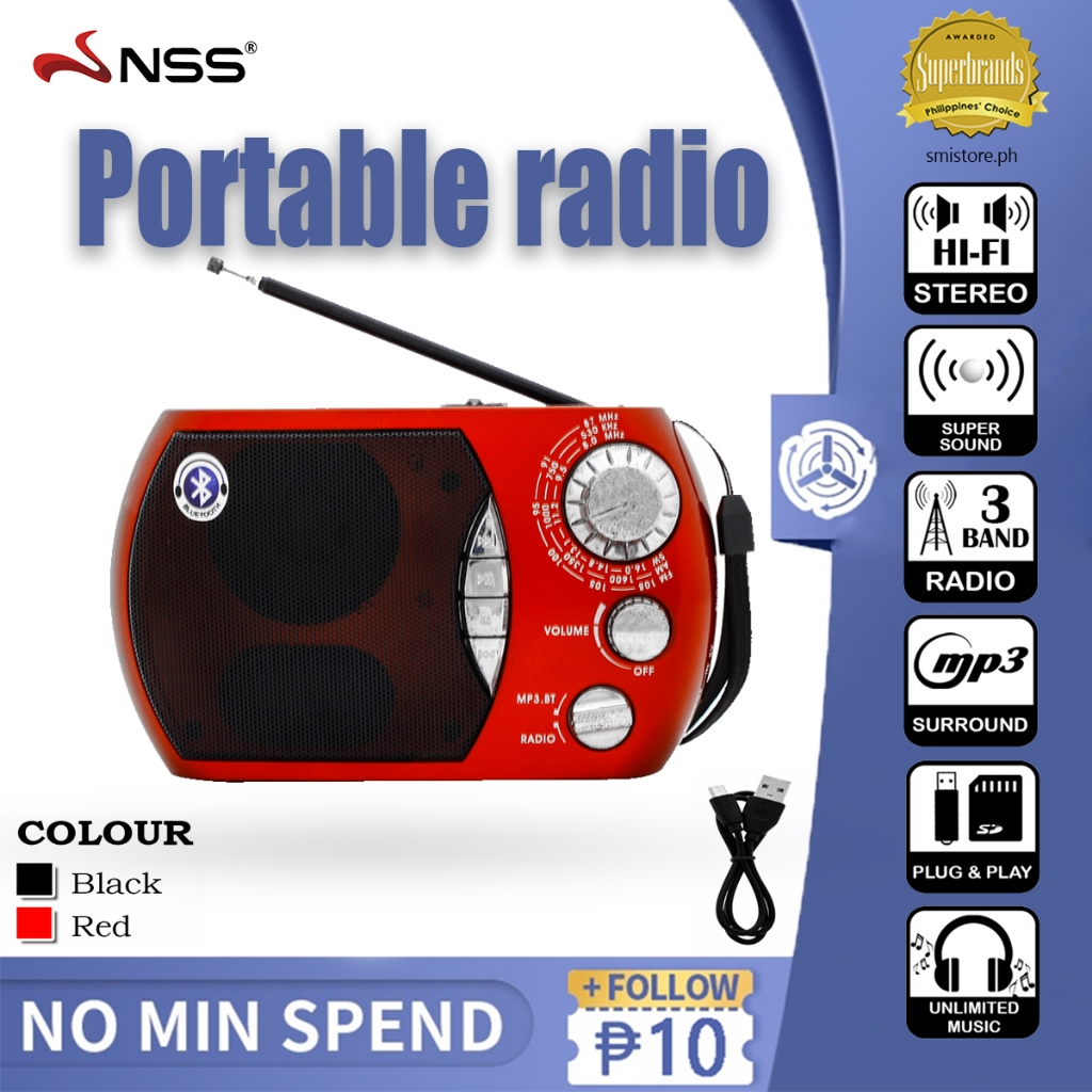 NSS Portable Radio AM FM SW MP3 Bluetooth Radio USB Battery ...