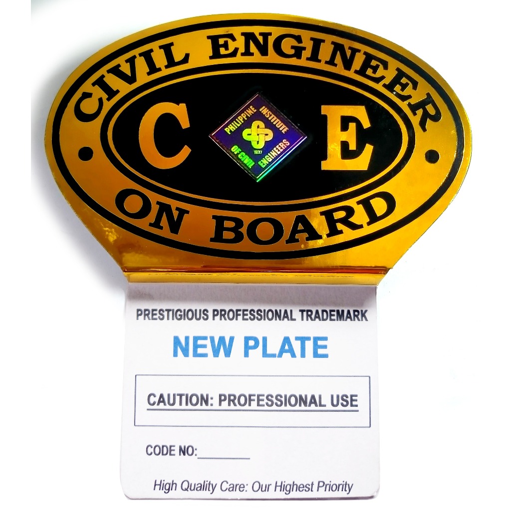 CE CIVIL ENGINEER ON BOARD CAR EMBLEM Gold Background | Shopee Philippines