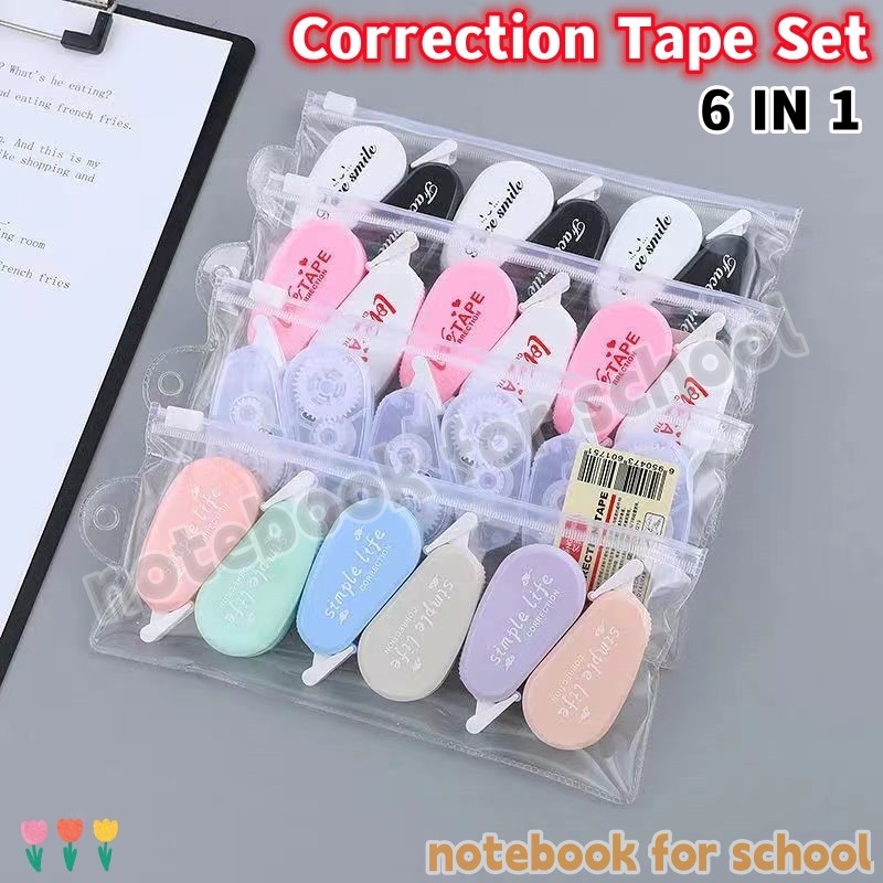 6 in 1 set mini cute mute correction tape Morandi Large-capacity ...