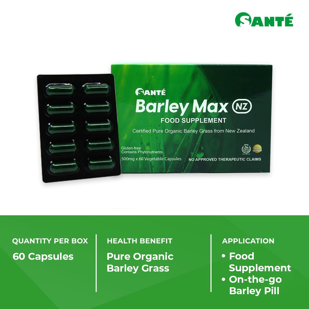 Sante Barley Max Capsule (60 x 500mg) Organic Barley Grass from New ...