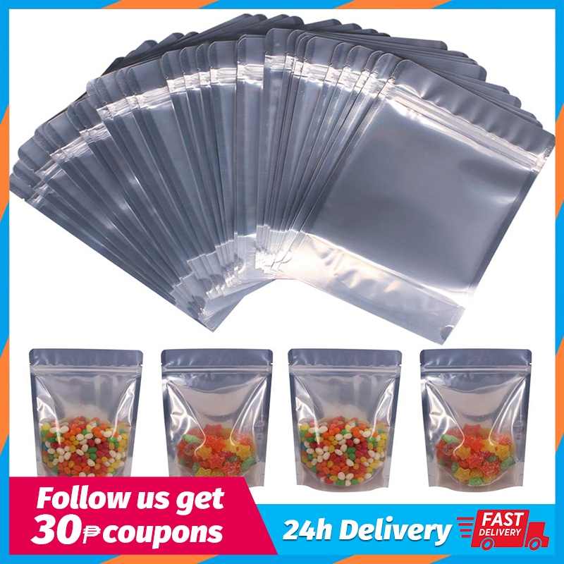 100Pcs Clear Stand Up Pouch Bags, Resealable Clear Zip Lock Pouches ...