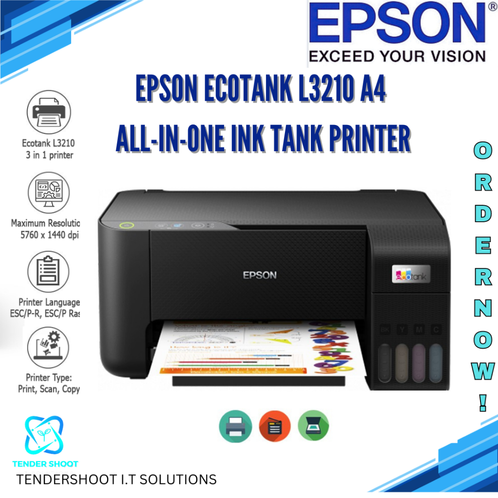 HIGH QUALITY ! Epson EcoTank L3210 A4 All-in-One Ink Tank Printer | Shopee Philippines