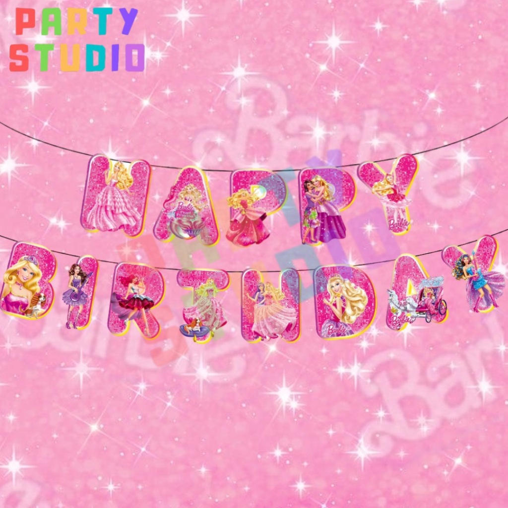 Barbie Banner Happy Birthday Banner (1 set) Barbie Theme Party Needs ...