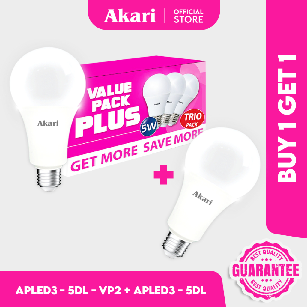 Akari 5 Watts LED Bulb Value Pack - Daylight (APLED3-5DL-VP2) TRIO PACK ...