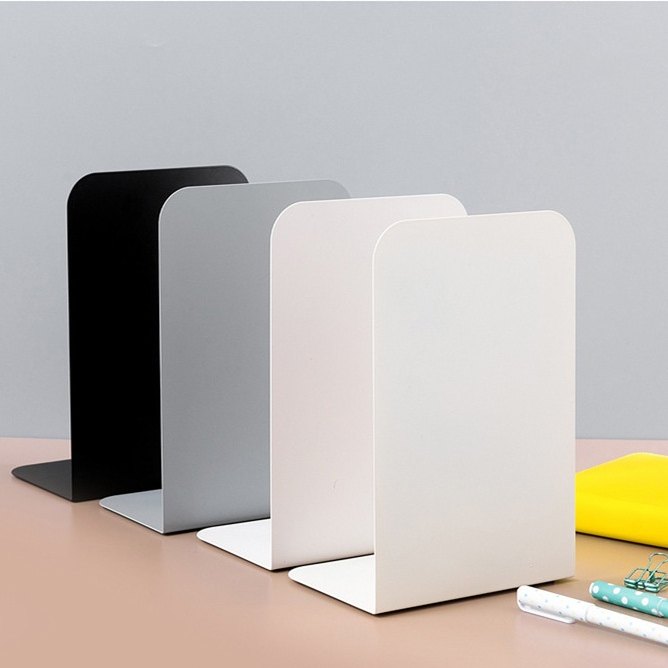 Metal Bookends L-Shaped Book Ends Heavy Duty Bookrack Home Office Book ...