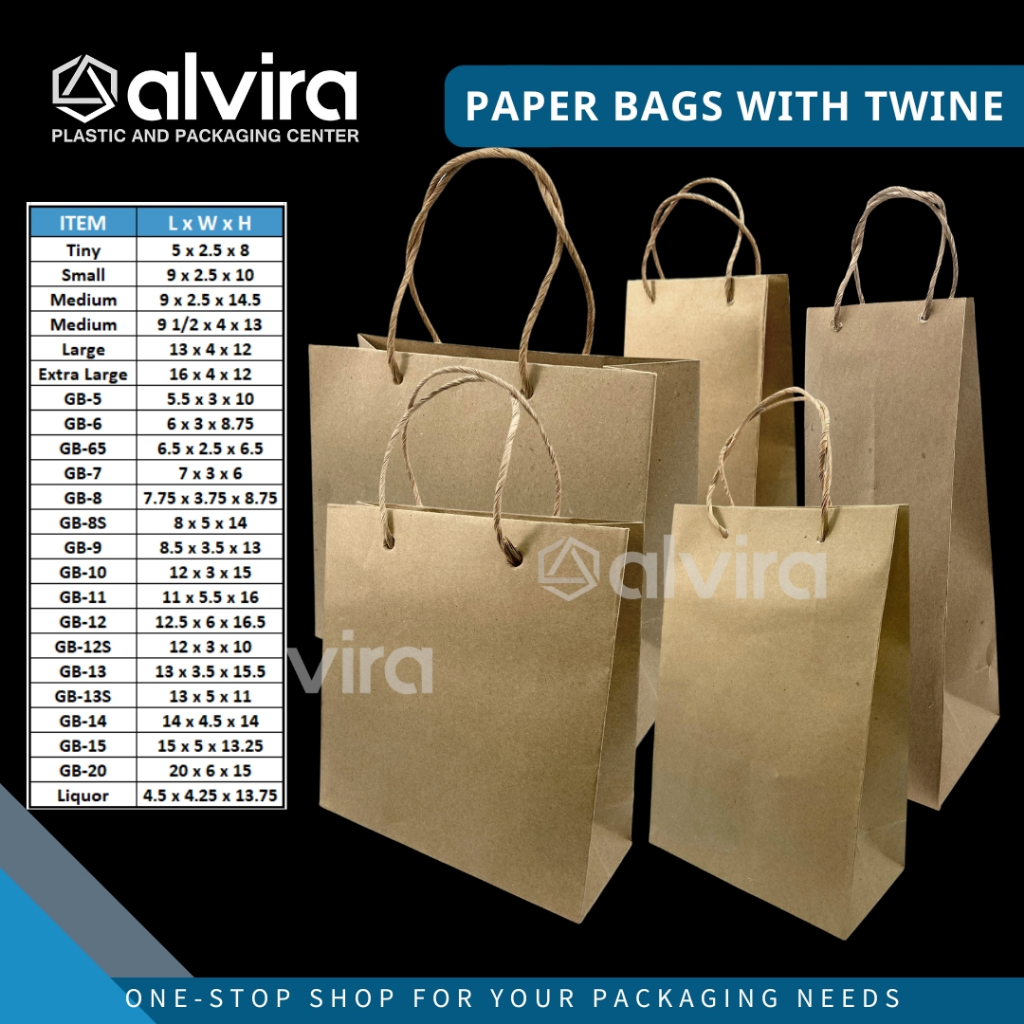 (10pcs) Kraft Paper Bag with Twine Handle | Shopee Philippines