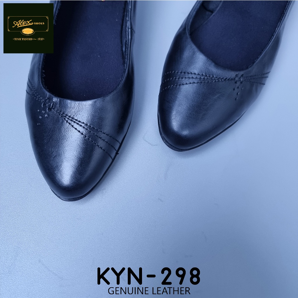 ALEX SHOES WOMEN'S GENUINE LEATHER BLACK WEDGE PUMPS FOR OFFICE OR ...