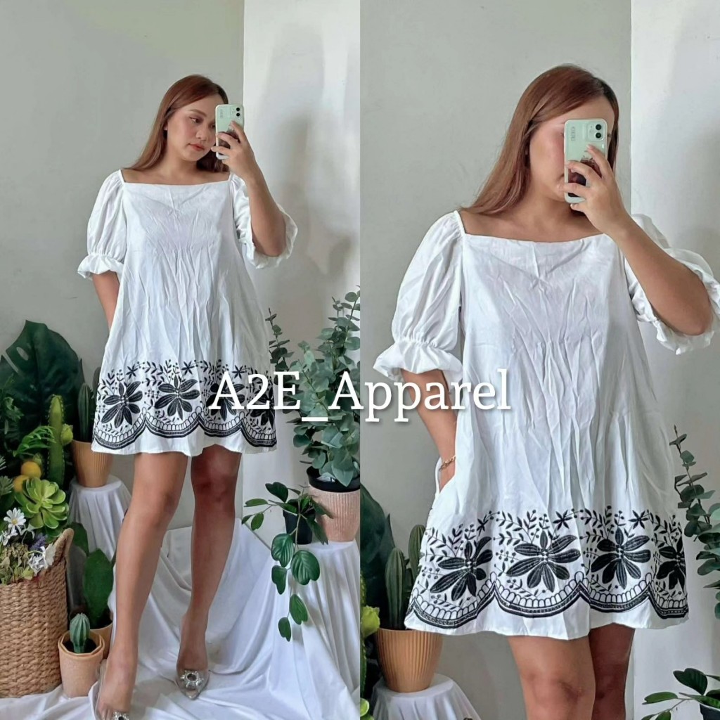 A2E | Luna Dress | Baby Doll Modern Filipiniana Puff Sleeves Dress ...