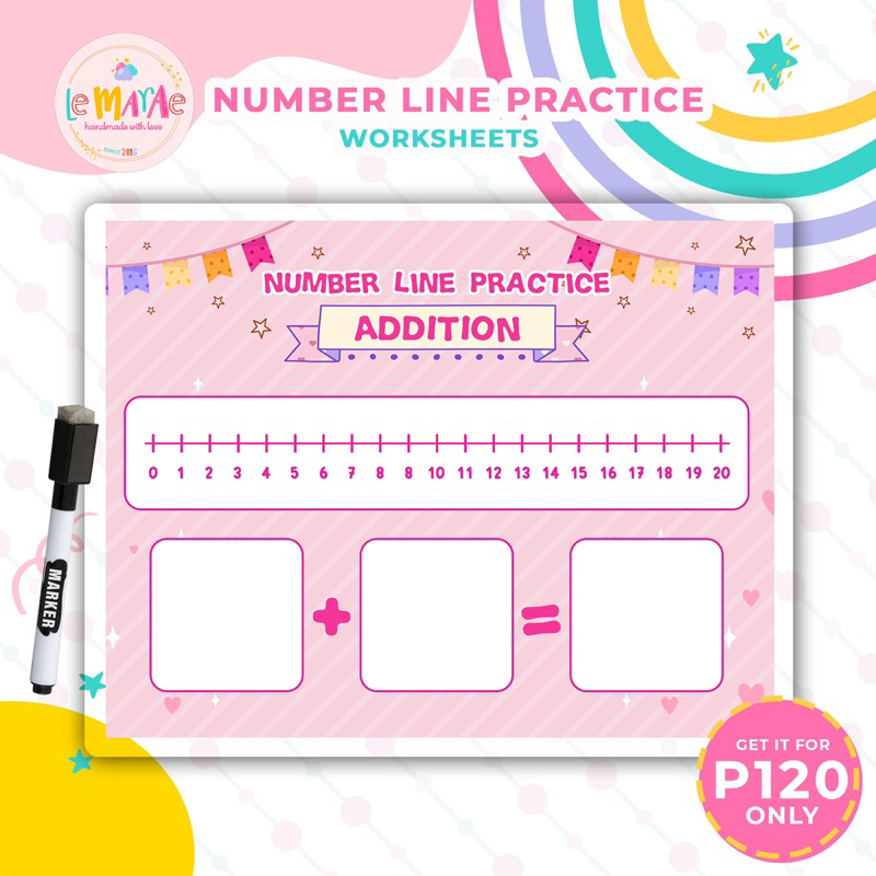 Addition Subtraction Line Practice Laminated Eraseable Worksheets Math ...