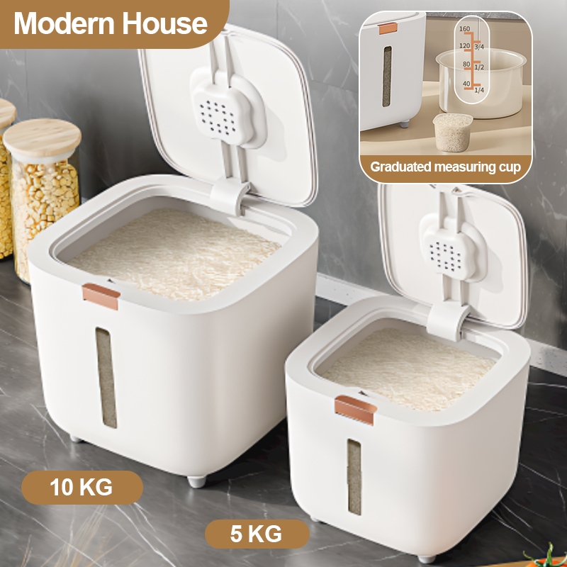 10kg/5kg Rice Dispenser and Storage with Measuring Cup Insect-proof ...