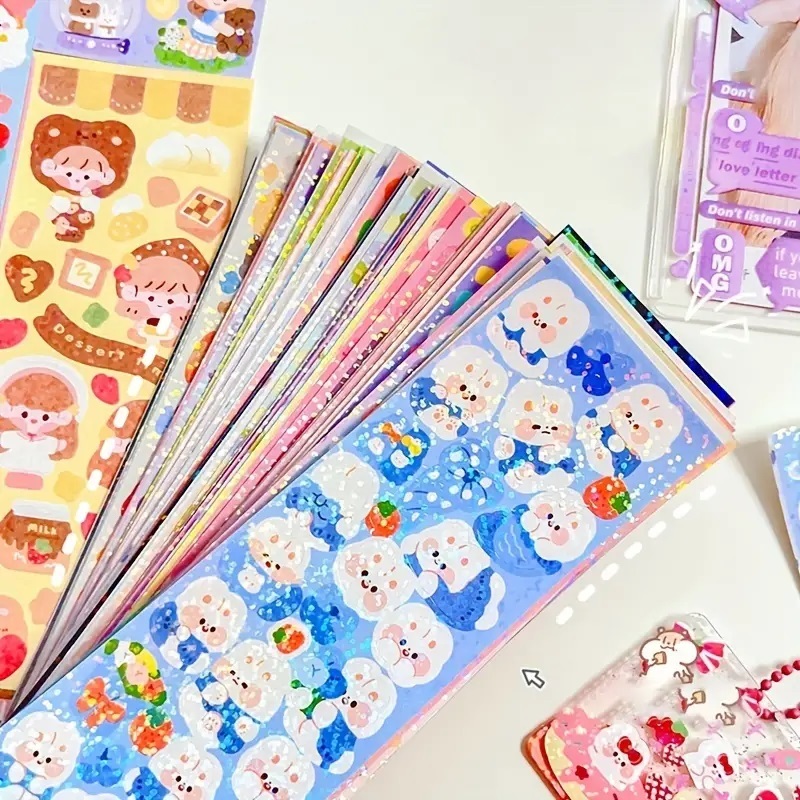 12 PCS Set Guka Sticker DIY Glittered Cute Stationery Stickers ...