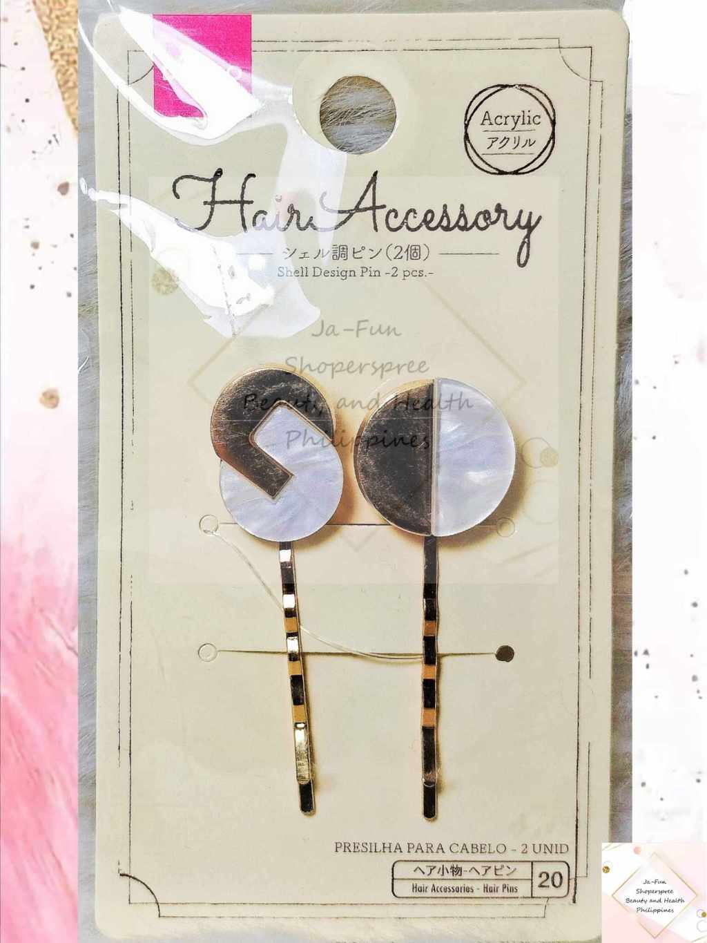 HAIR PIN GOLD SHELL ACRYLIC 2PC SET HAIR ACCESSORIES ( DAISO JAPAN ...