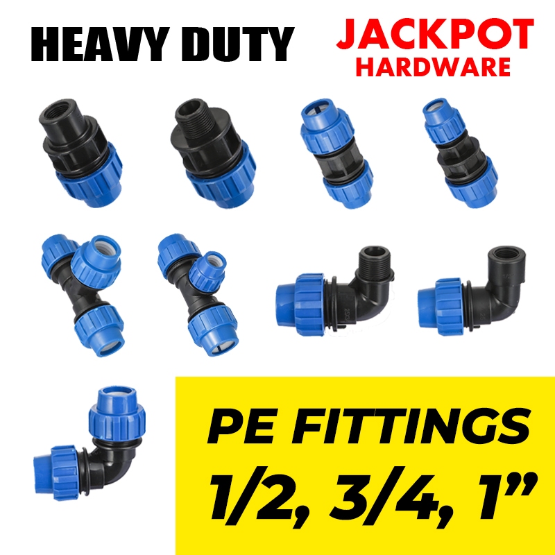 PE Compression Fittings for PE and PVC Pipes 1/2, 3/4, 1 coupling elbow tee reducer adapter ...