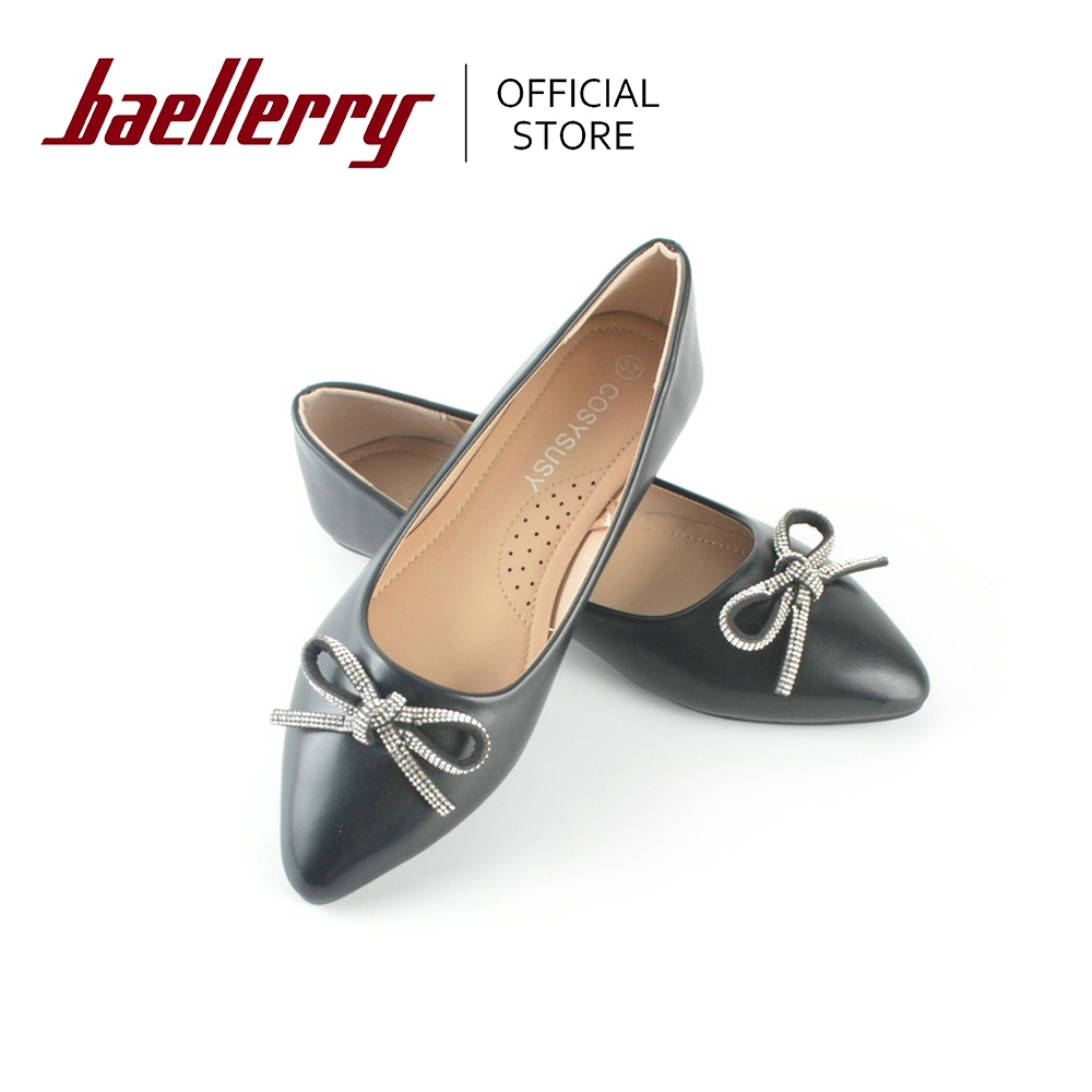 Baellerry Women Footwear Elegant Crystal Ribbon Design Flat Shoes For ...