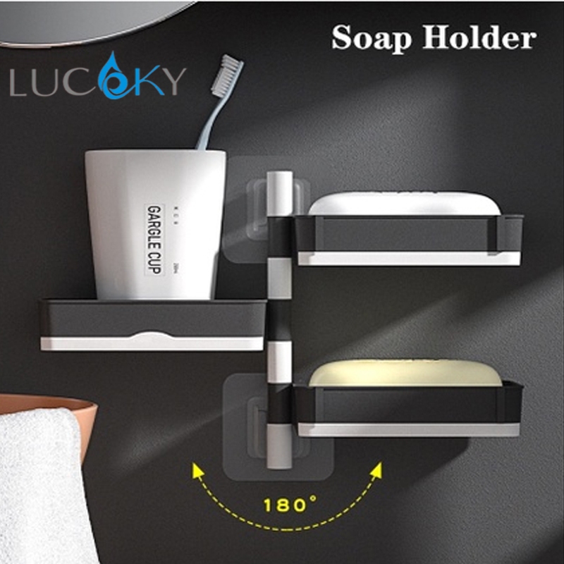 Drilling-Free Soap Holder Wall Mounted Three Layer Soap Organizer Soap ...