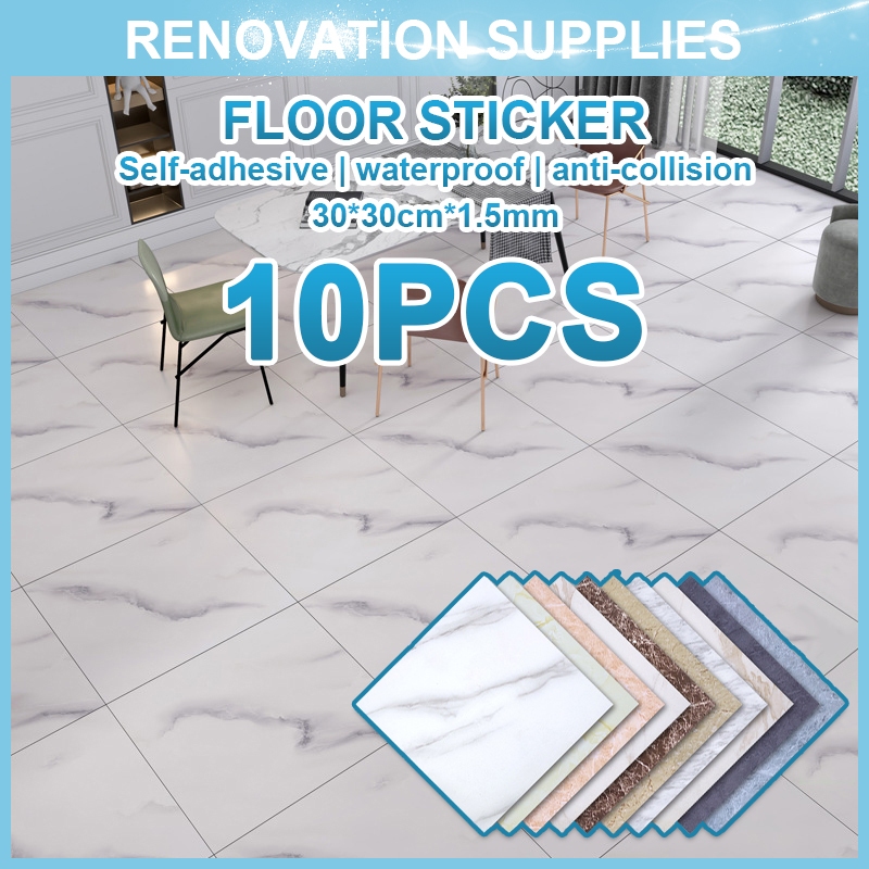 10pcs vinyl tile flooring self adhesiv floor sticker waterproof self ...