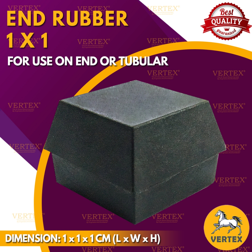 VERTEX 1 pc End Rubber 1 x 1 (for use on end of Tubular Aluminum ...