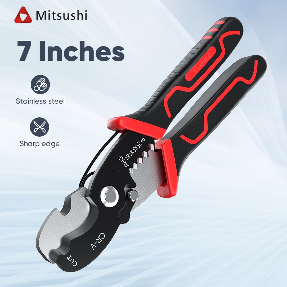 Mitsushi Wire Stripper Plier Vinyl Grip Heavy Duty Diagonal Cutting ...