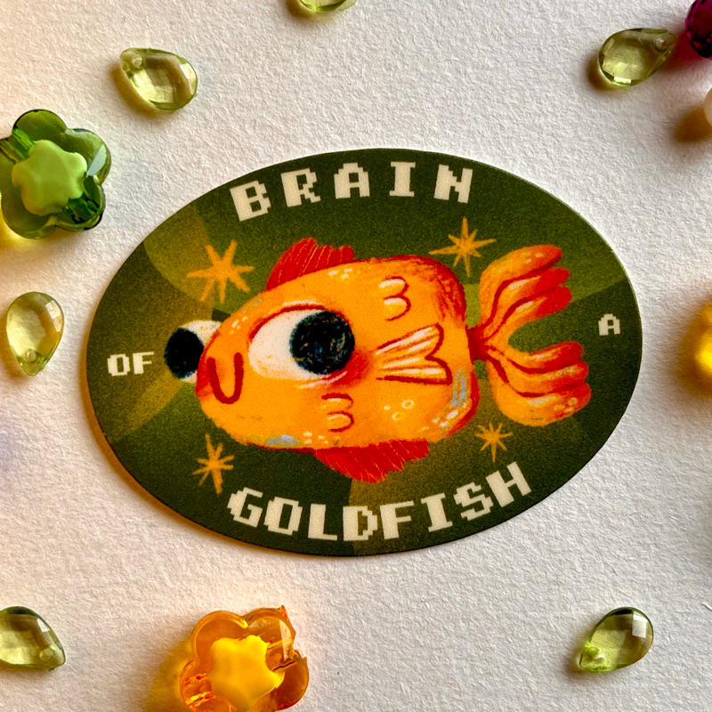 Goldfish Brain Waterproof Vinyl Sticker | sidsspace.art | Shopee Philippines