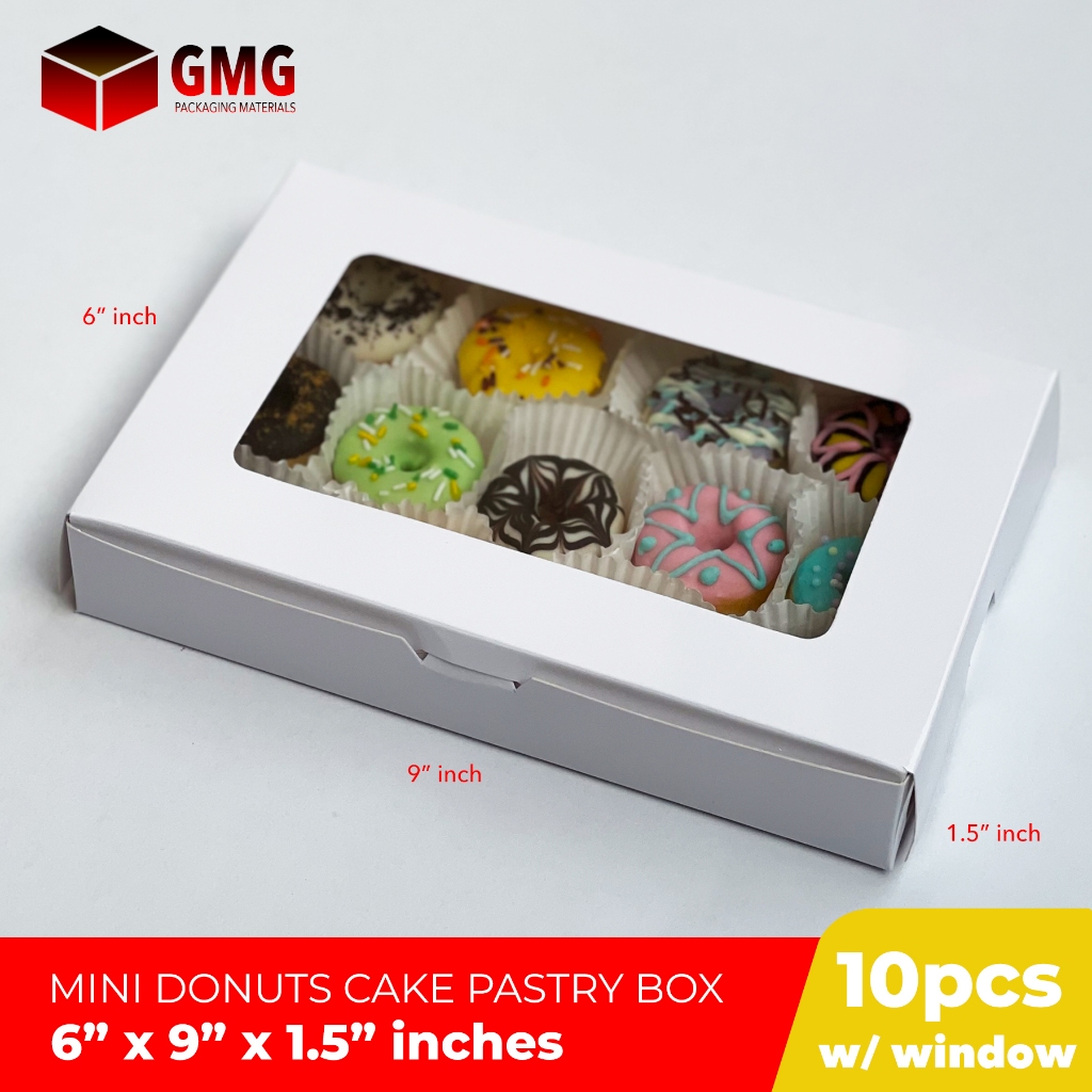 Brownies Box/Pastry Box/Mini Donut Box w/ Window 6 x 9 x 1.5 inches ...
