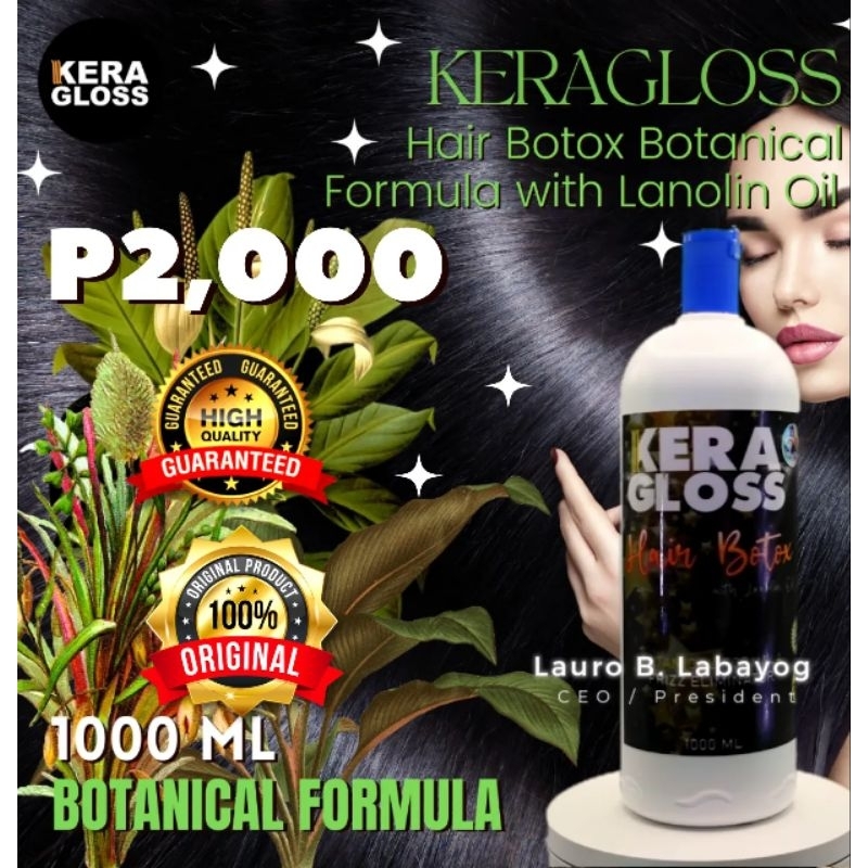 KERA GLOSS Hair Botox botanical formula frizz Eliminator with Lanolin ...