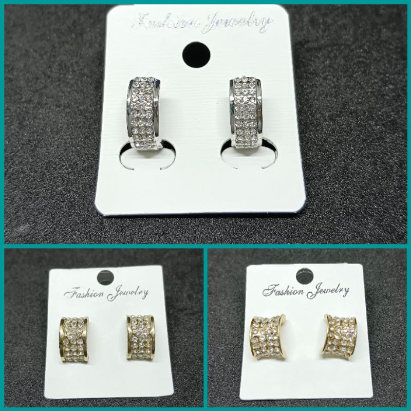 Simple Rhinestone Crystals Earrings Stud and Hoop | Shopee Philippines