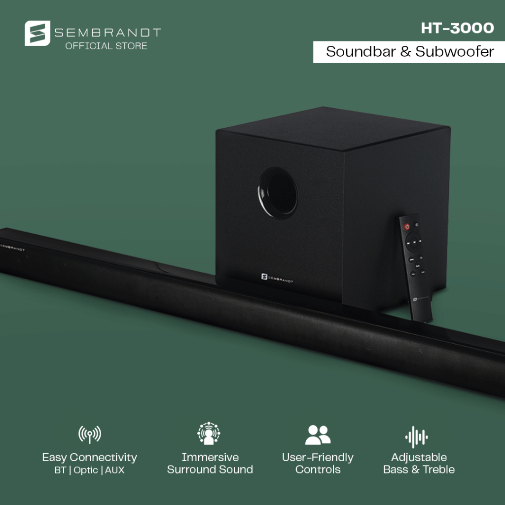 SEMBRANDT HT3000 Soundbar with Subwoofer (Wireless Bluetooth 5.0 TV ...