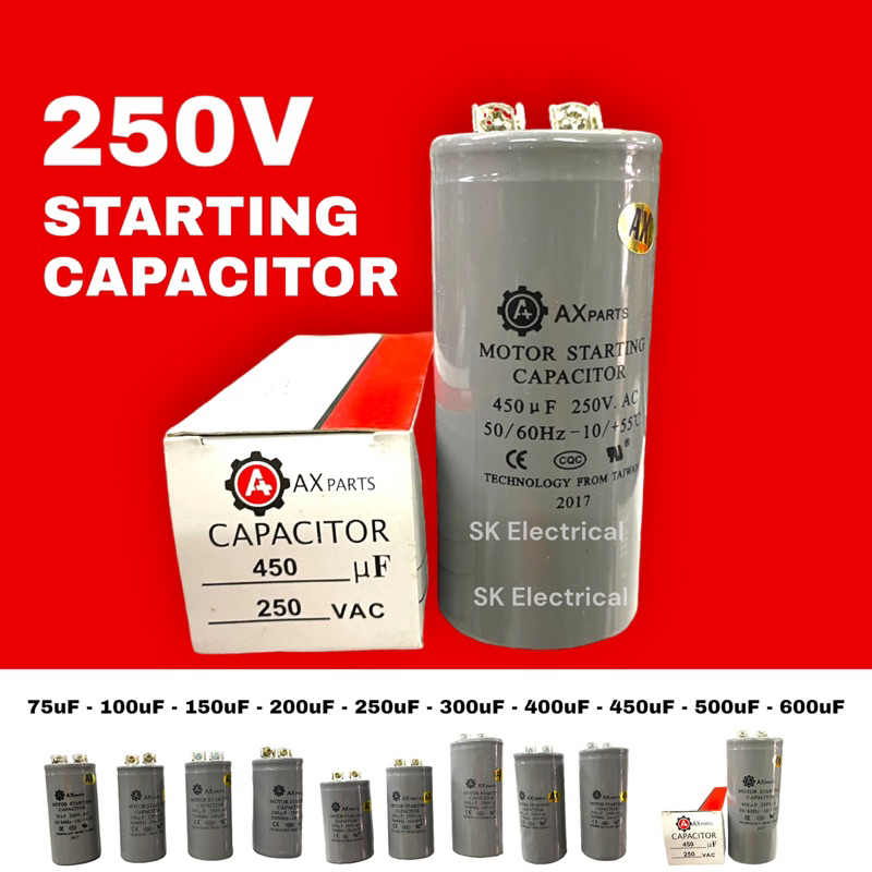 250V 75uF - 600uF STARTING CAPACITOR | SK Electrical | Shopee Philippines