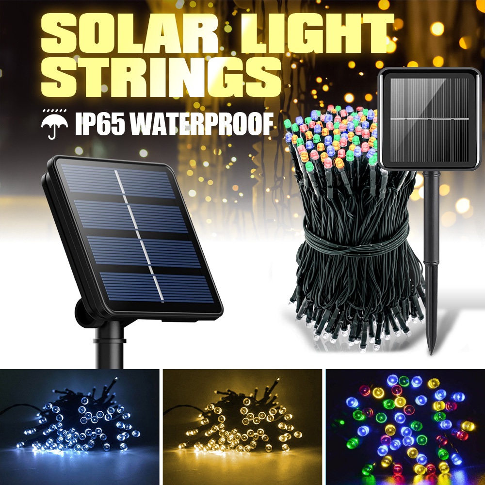 Christmas Lights Solar Outdoor Waterproof Led String Curtain Garden ...
