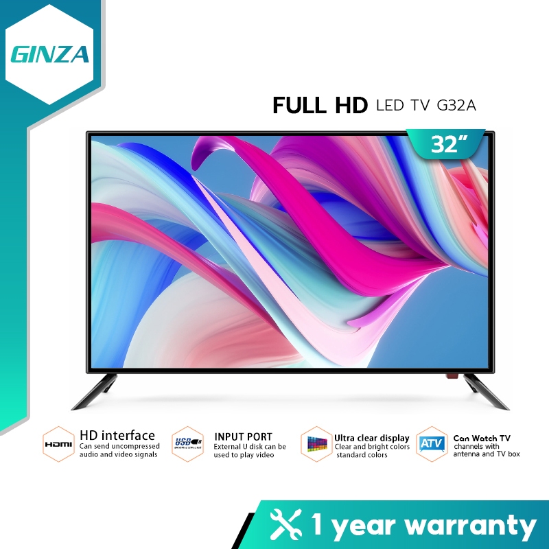 GINZA 32 Inch Led TV HD SMART Television AV VGA USB Framless Ultra-Slim 32A | Shopee Philippines