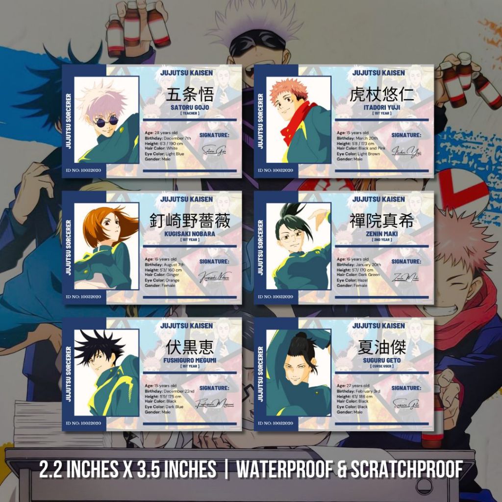 Jujutsu Kaisen Anime Id Cards Profile Cards 2 Waterproof And Scratchproof Shopee Philippines